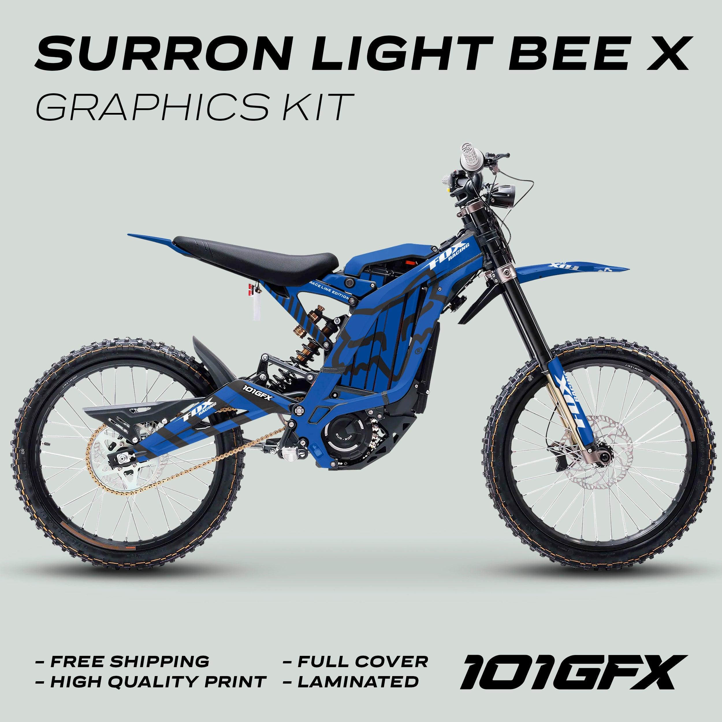 Surron Light Bee X Graphics Kit FOX RACE LINE Blue Black – 101GFX Unique Bike Graphics