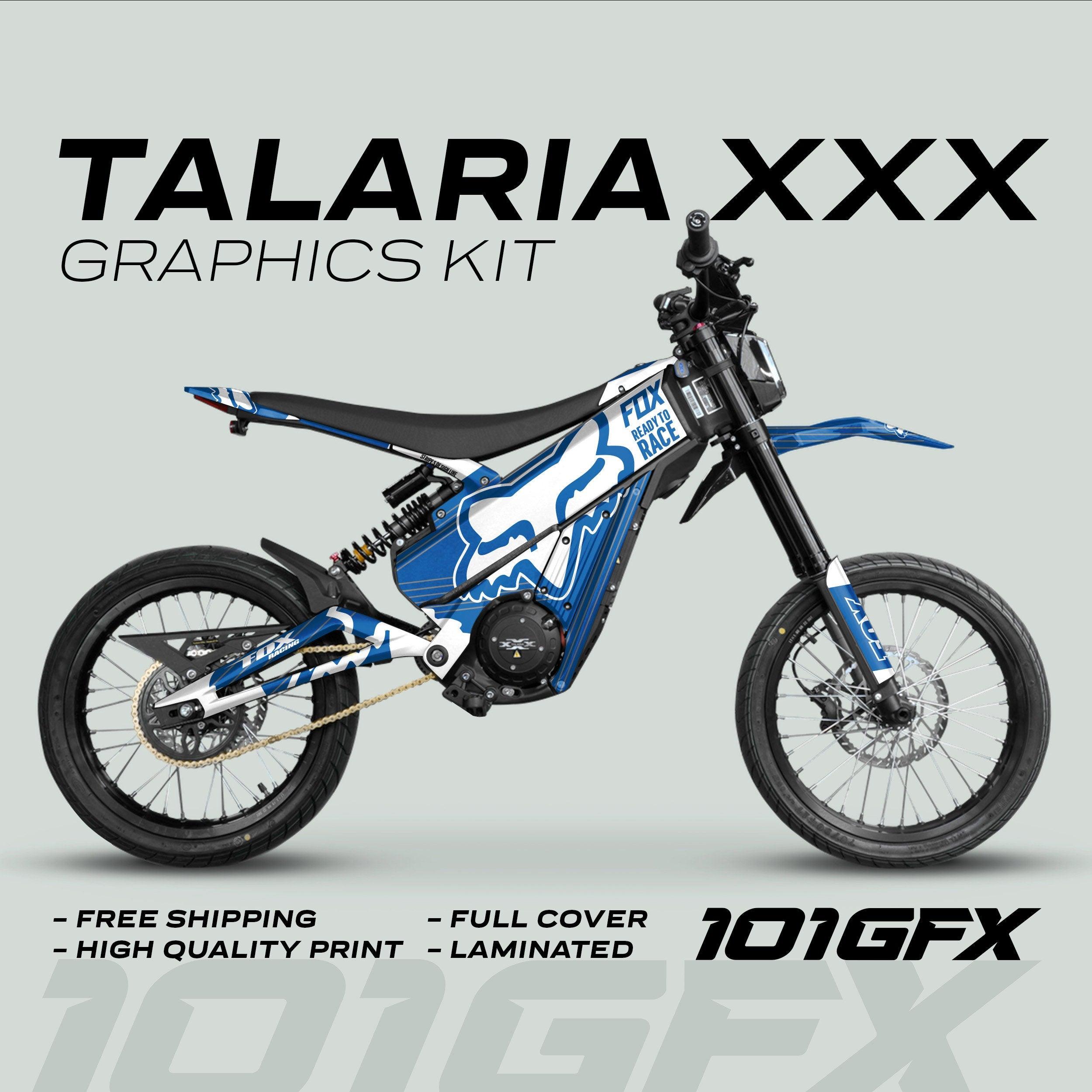 Talaria XXX Graphics Kit FOX STRIPES Blue White – 101GFX eBike Graphics