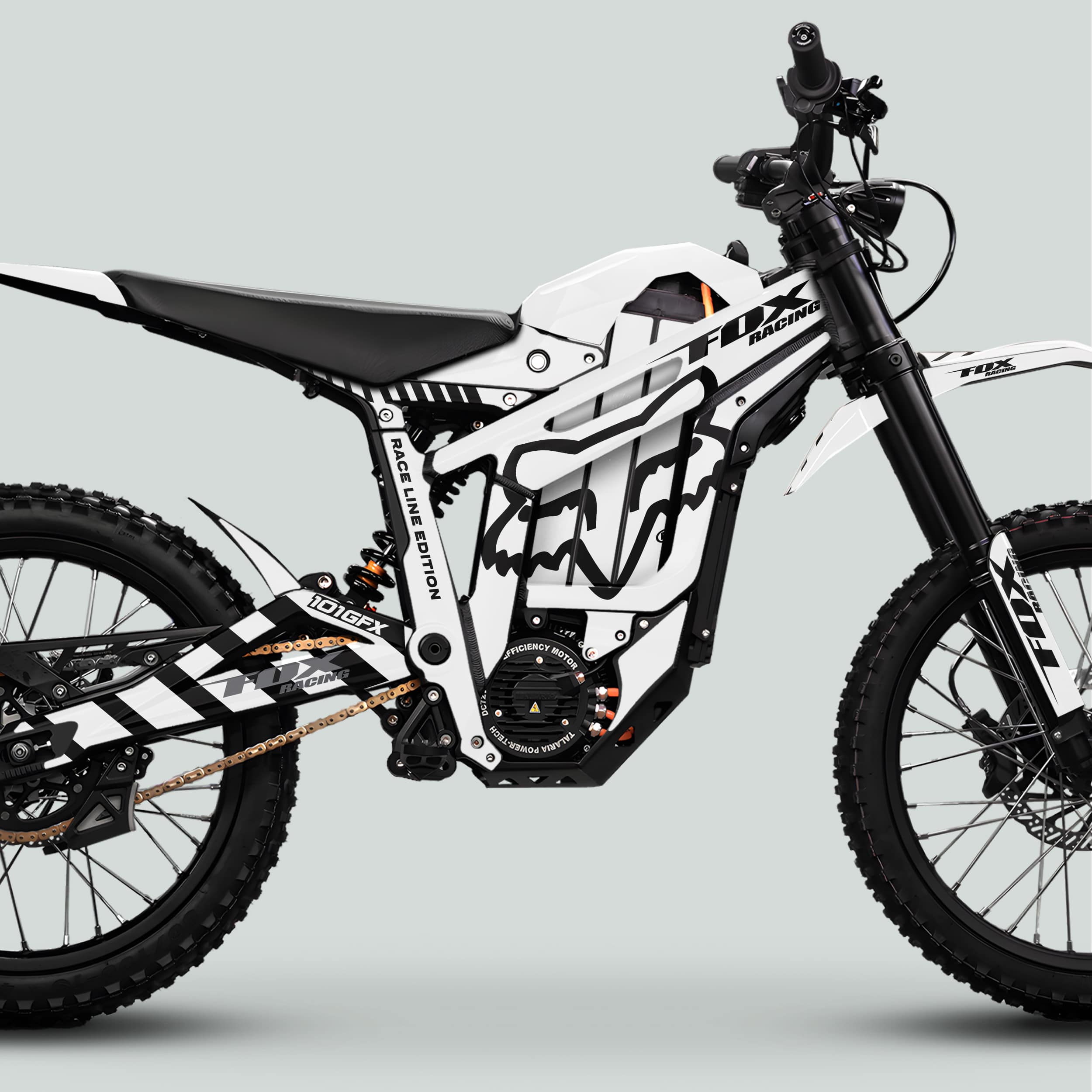 Talaria Sting MX5 PRO Graphics Kit FOX RACELINE White Grey Decals – 101GFX