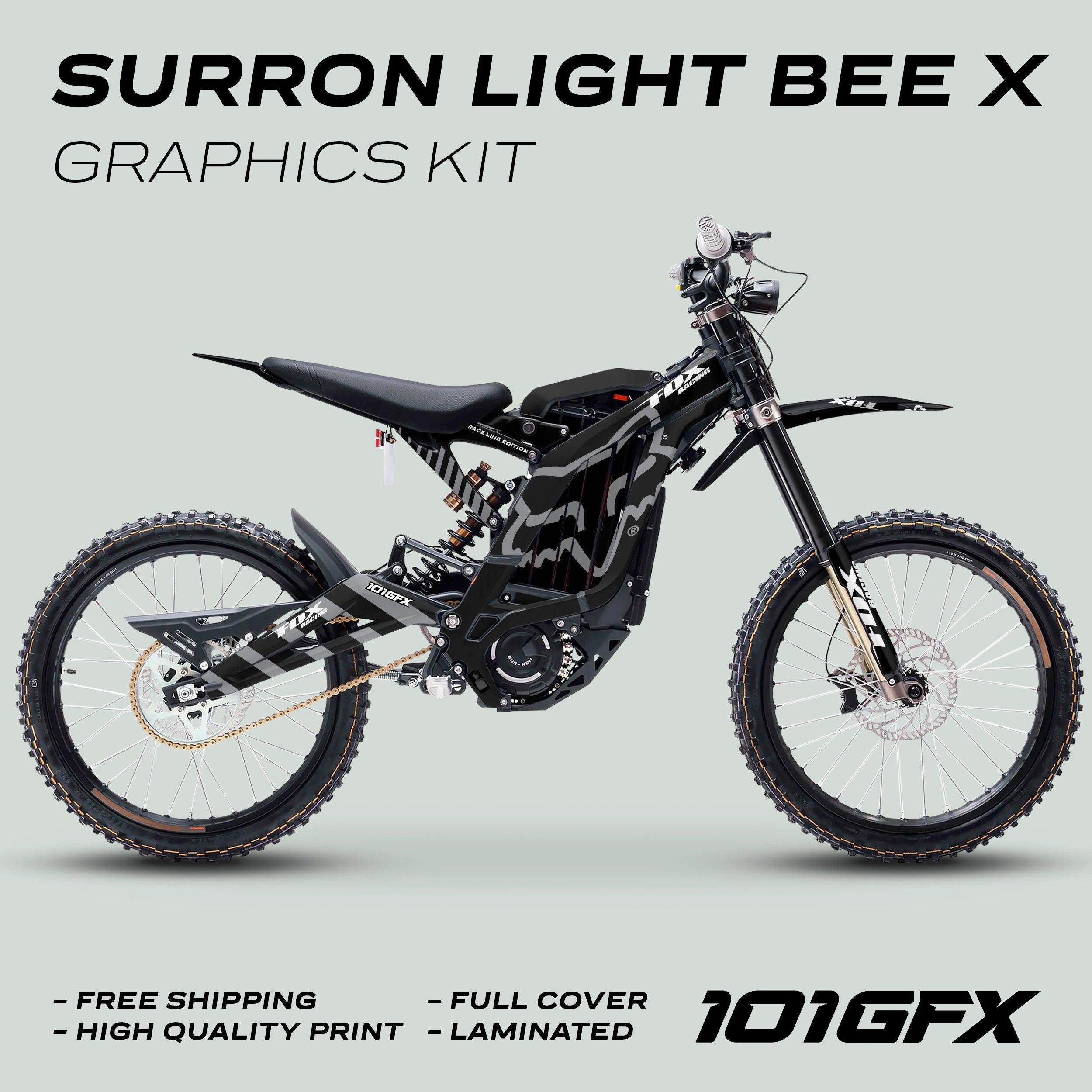 Surron Light Bee X Graphics Kit FOX RACE LINE Black Grey Decals Sticke ...