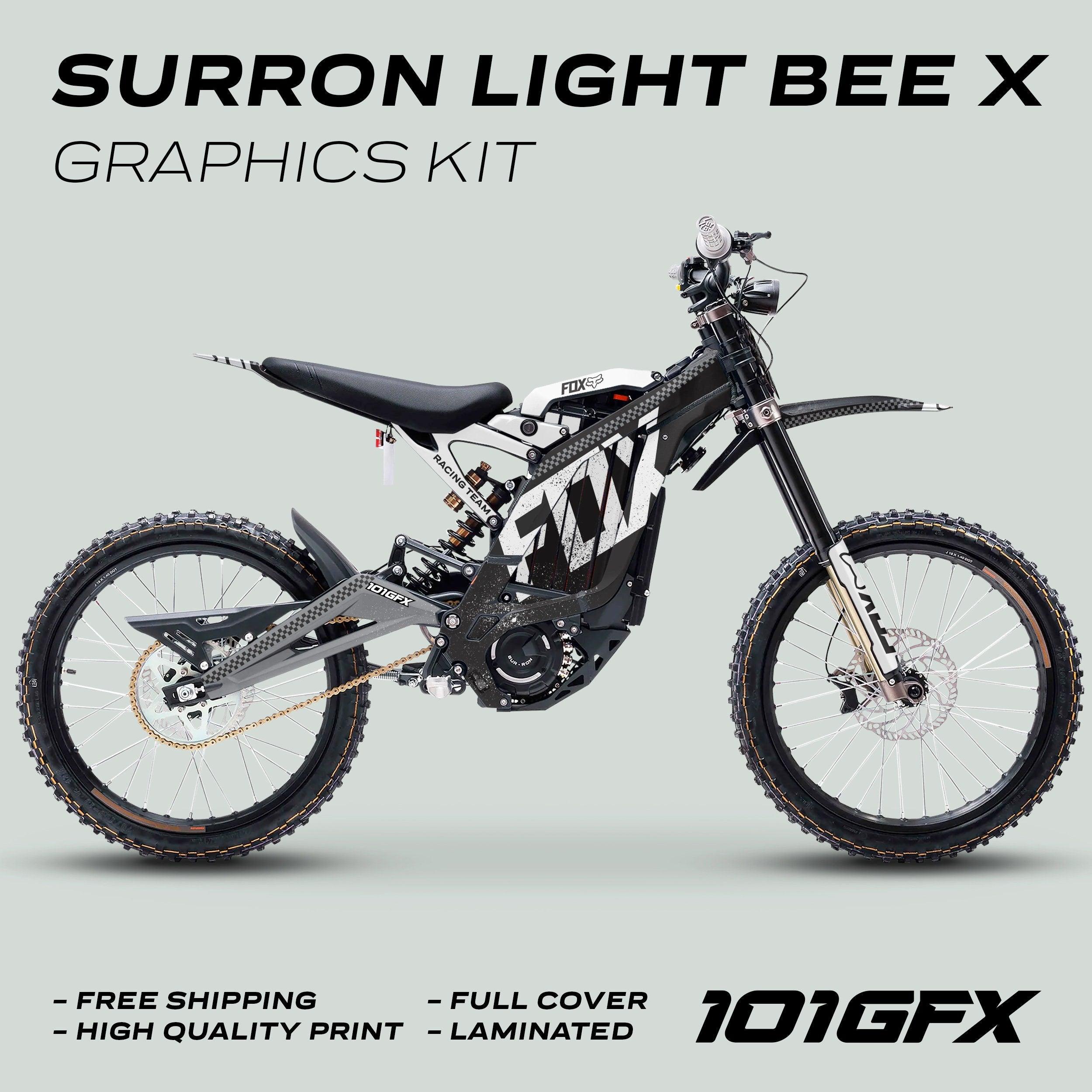 Surron Light Bee X Graphics Kit FOX DUST Black White Decals Stickers L ...