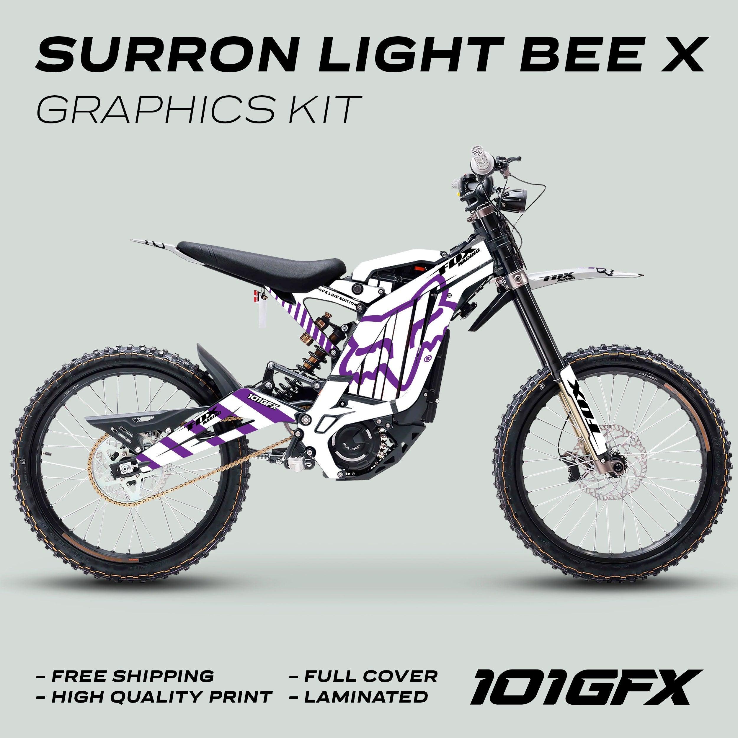 Surron Light Bee X Graphics Kit FOX RACE LINE White Purple Decals Stic ...