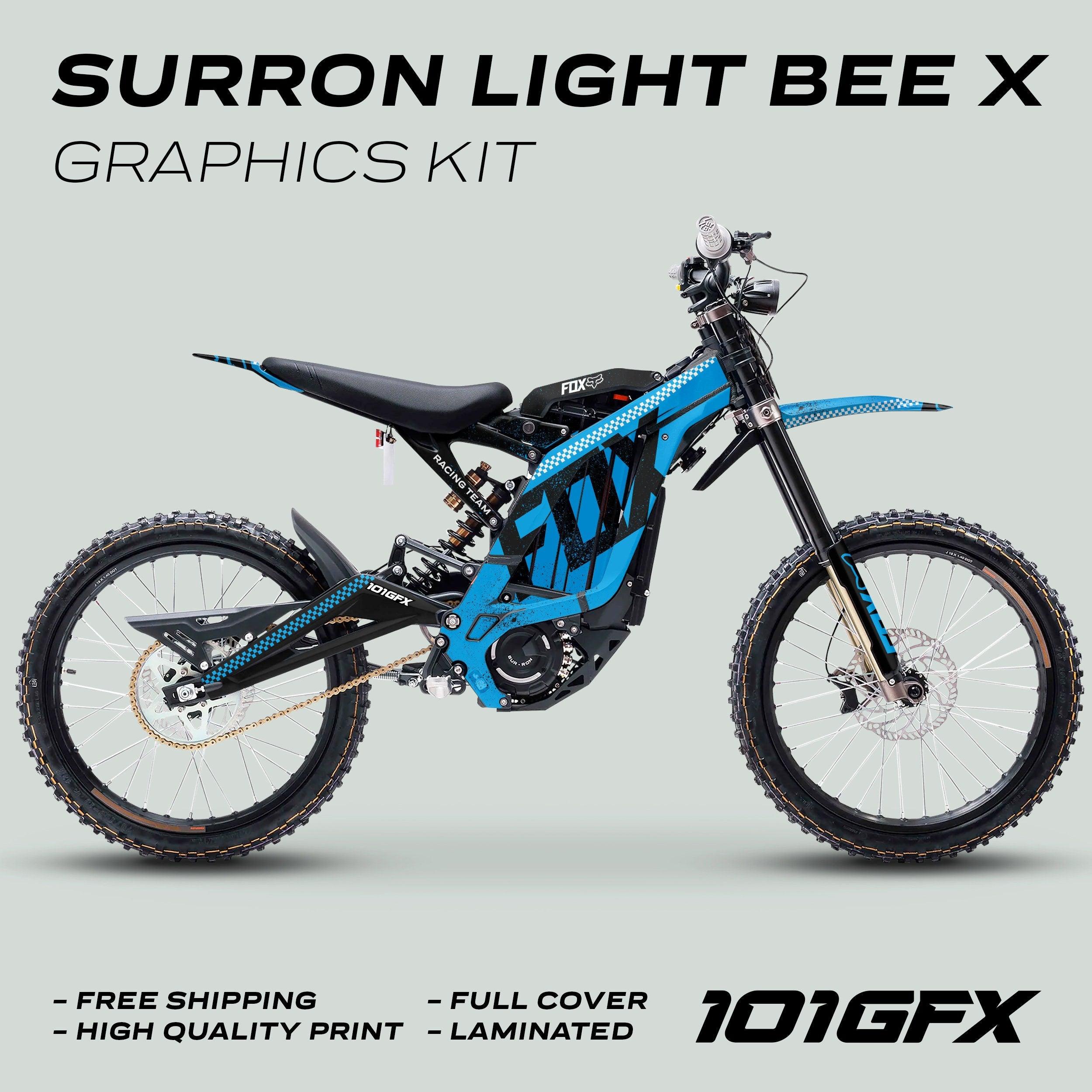 Surron Light Bee X Graphics Kit FOX DUST Cyan Black Decals Stickers La ...