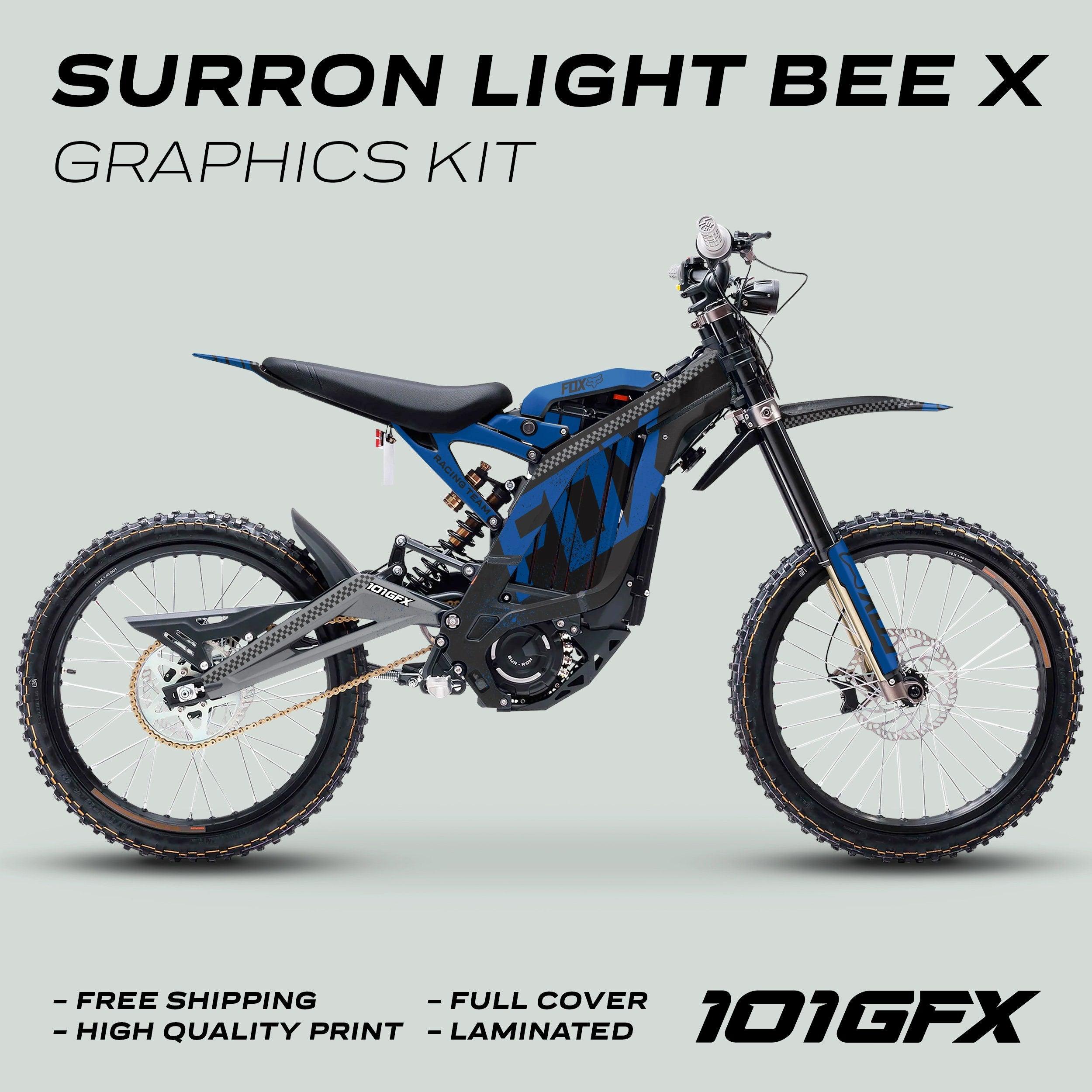 Surron Light Bee X Graphics Kit FOX DUST Black Blue Decals Stickers La ...