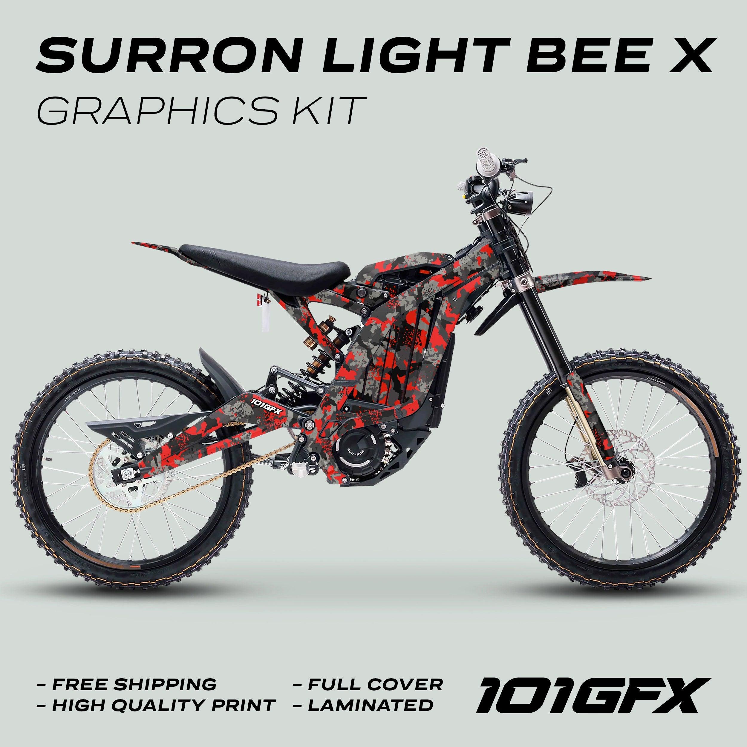 Surron Light Bee X Graphics Kit SPLAT CAMO Red – 101GFX Unique Bike ...