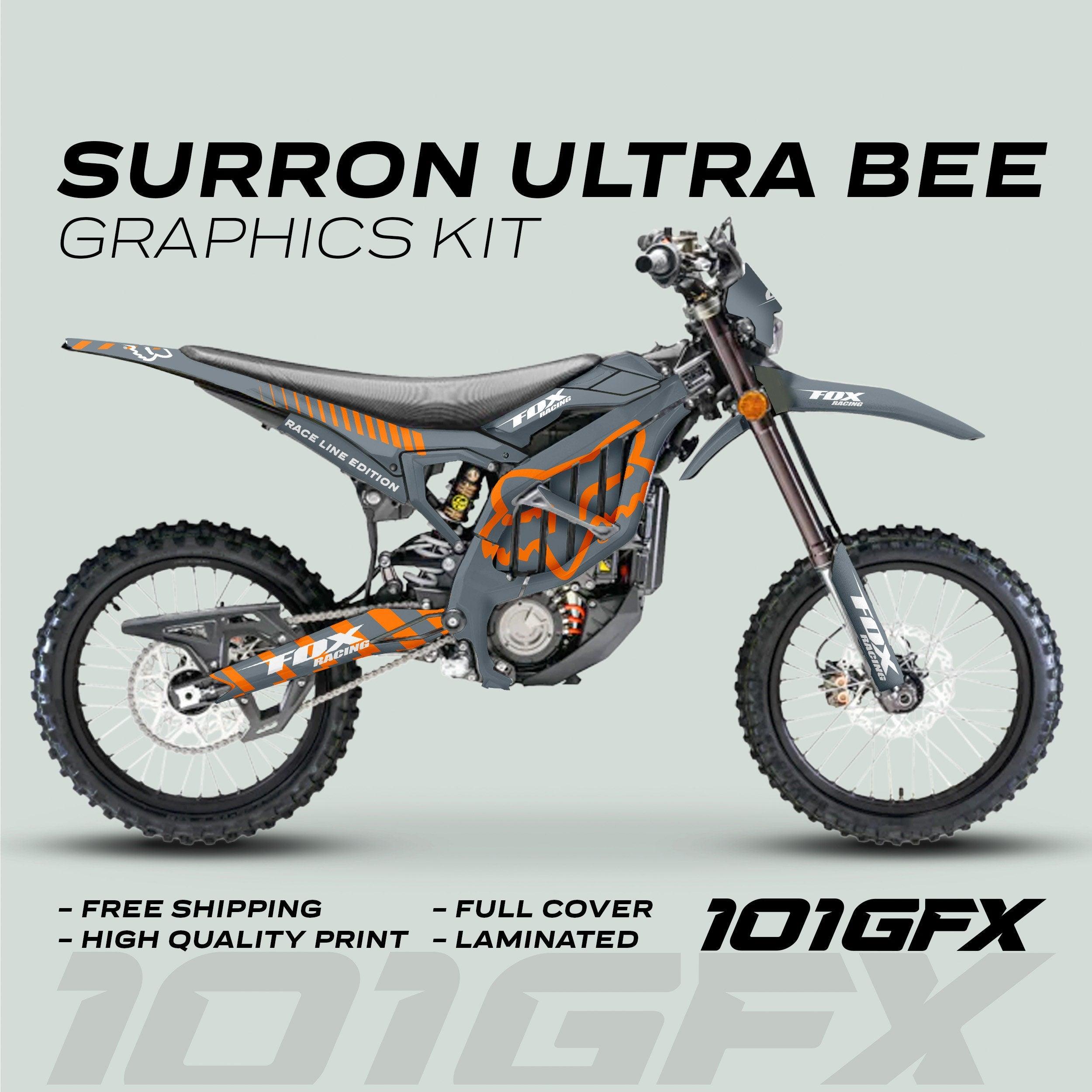 Surron Ultra Bee Graphics Kit FOX RACE LINE Grey Orange – 101GFX eBike ...