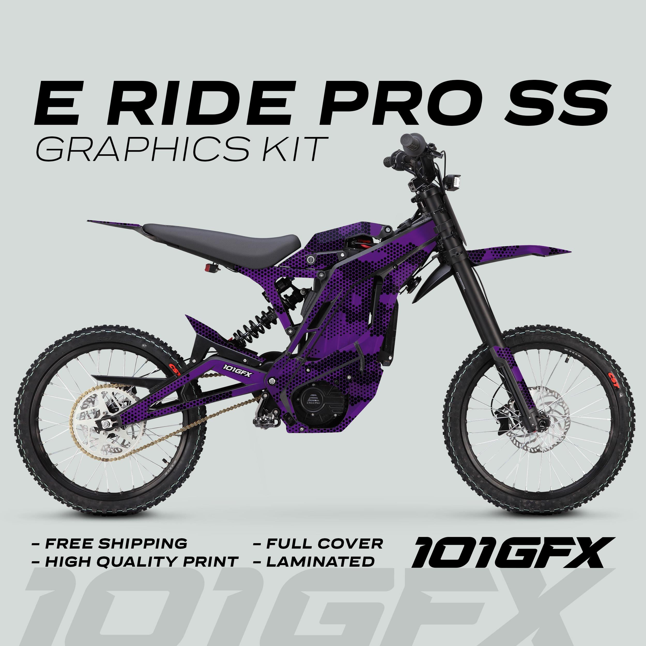 E Ride Pro SS Graphics Kit HEXOCAM PURPLE Decals Stickers Laminated ER ...