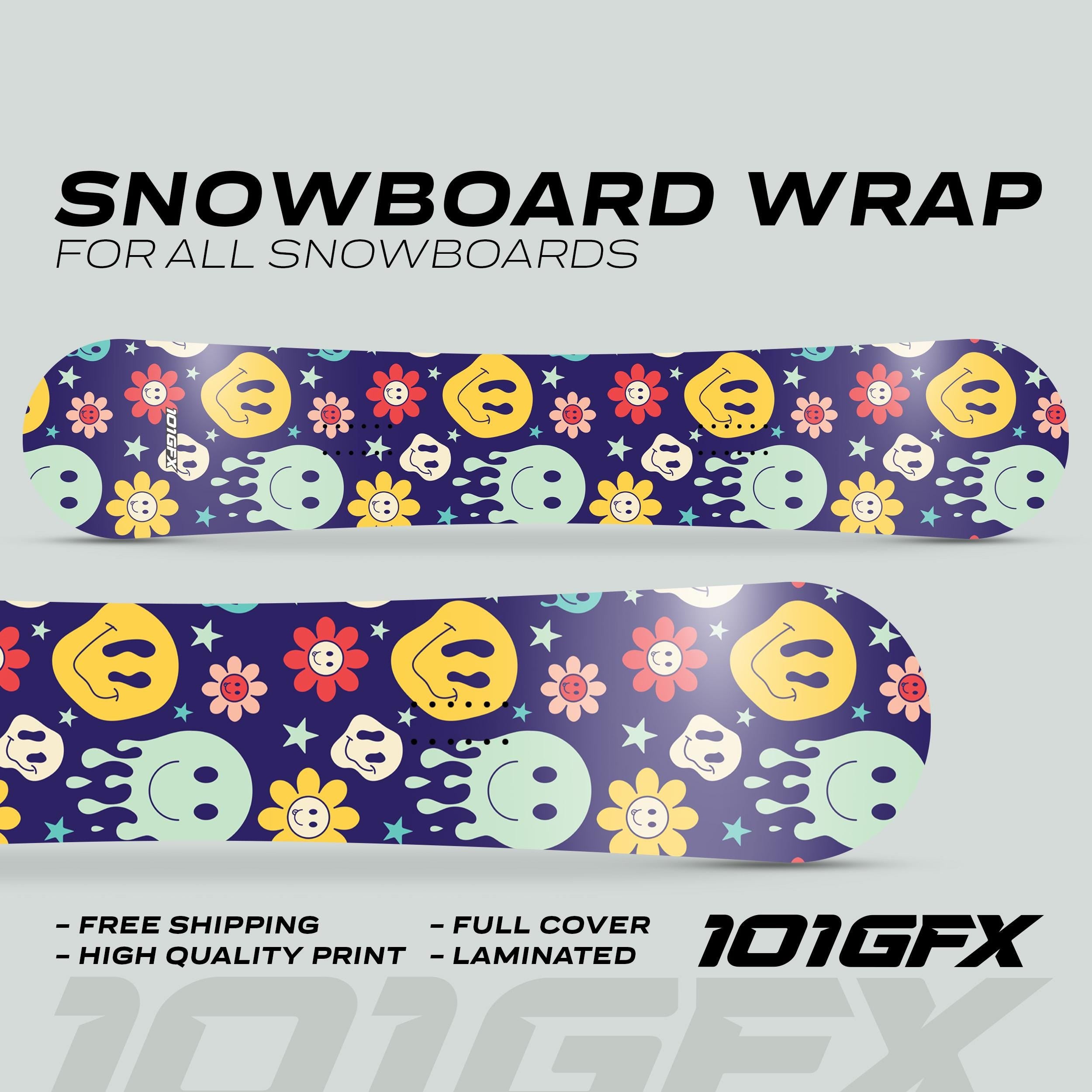 Snowboard Wrap SMILEY Snowboard sticker skin decals stickers – 101GFX ...
