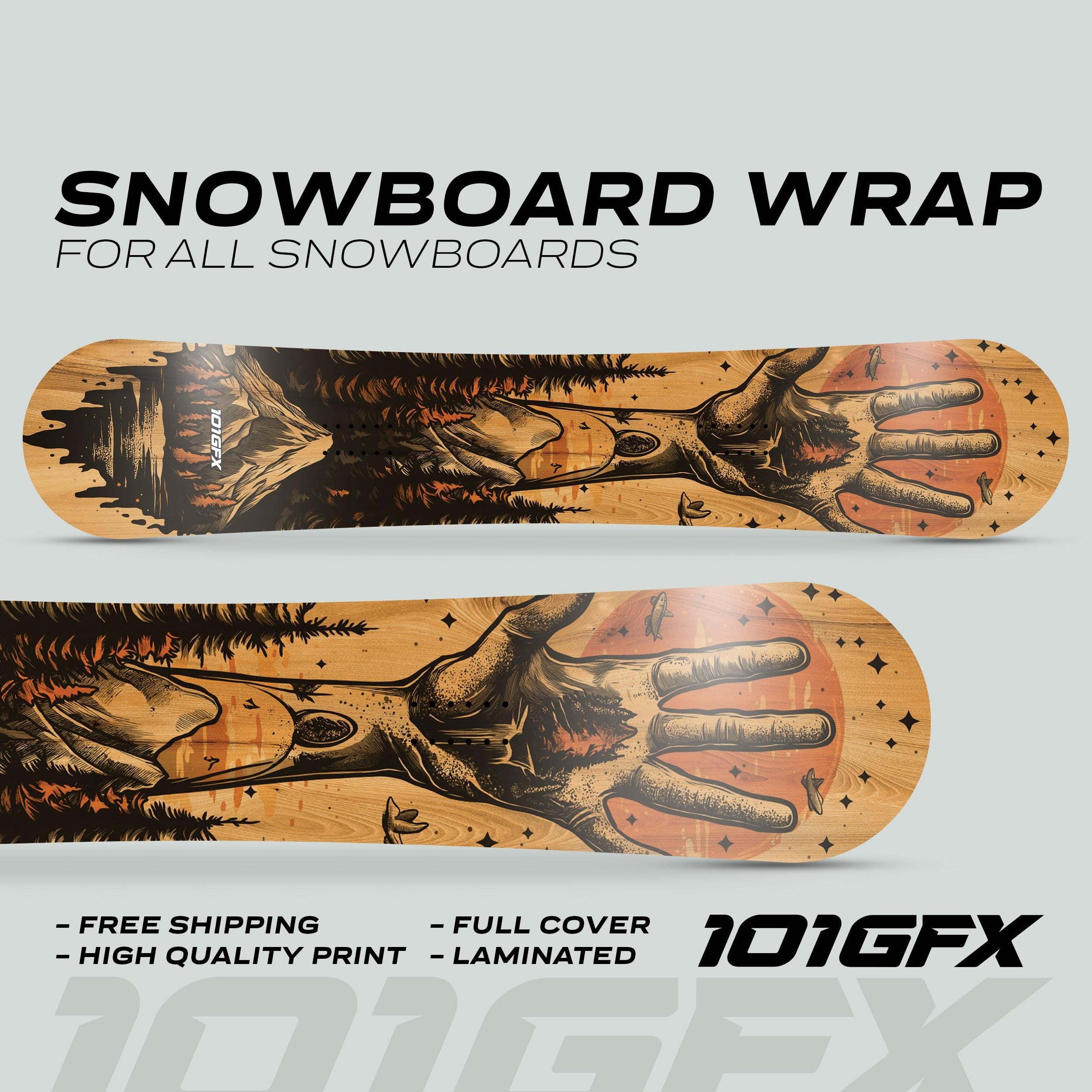 Snowboard Wrap HELLO MOUNTAINS Snowboard sticker skin decals stickers ...