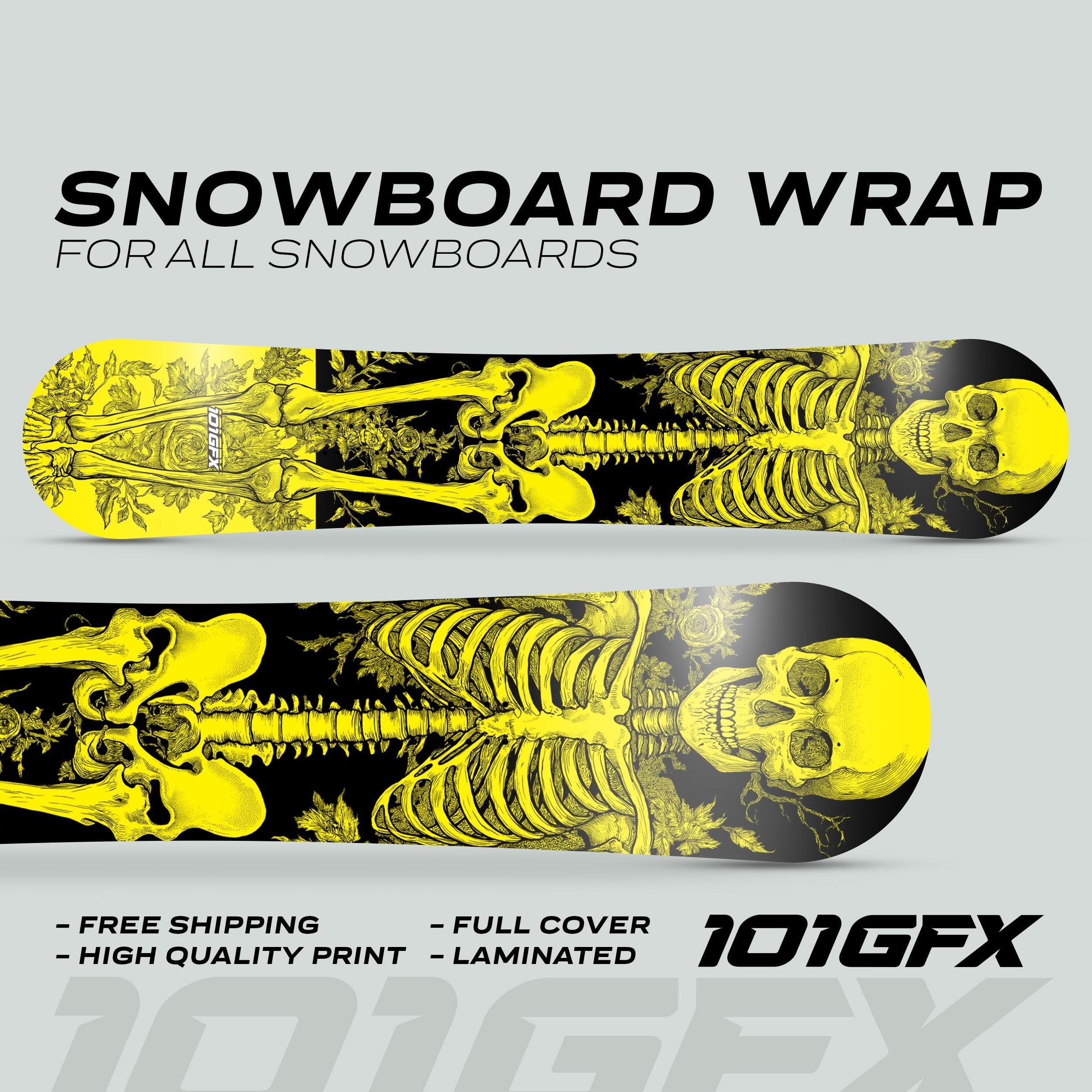 Snowboard Wrap RIDER FOREVER YELLOW Snowboard sticker skin decals stic ...