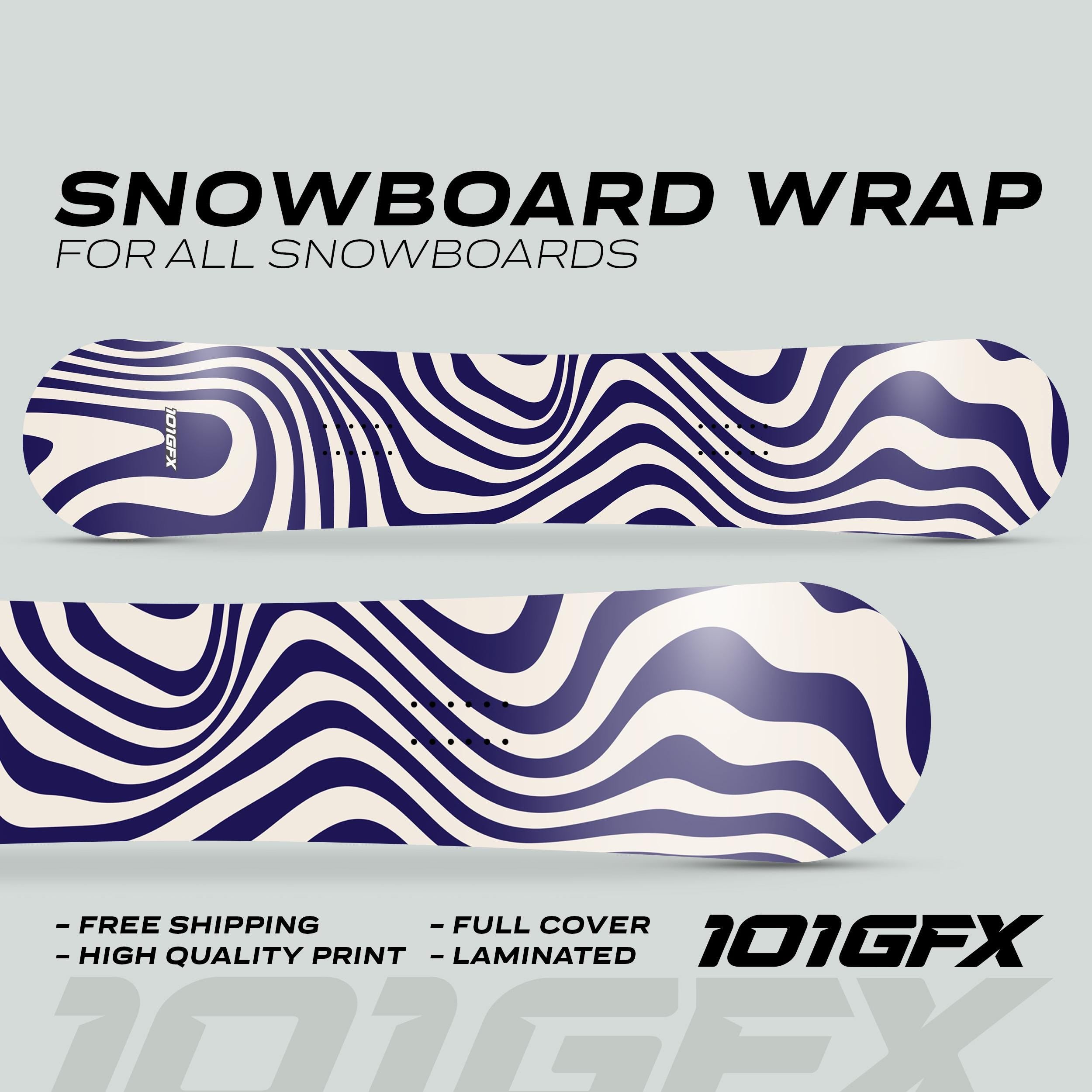 Snowboard Wrap WAVY WHITE NAVY Snowboard sticker skin decals stickers ...