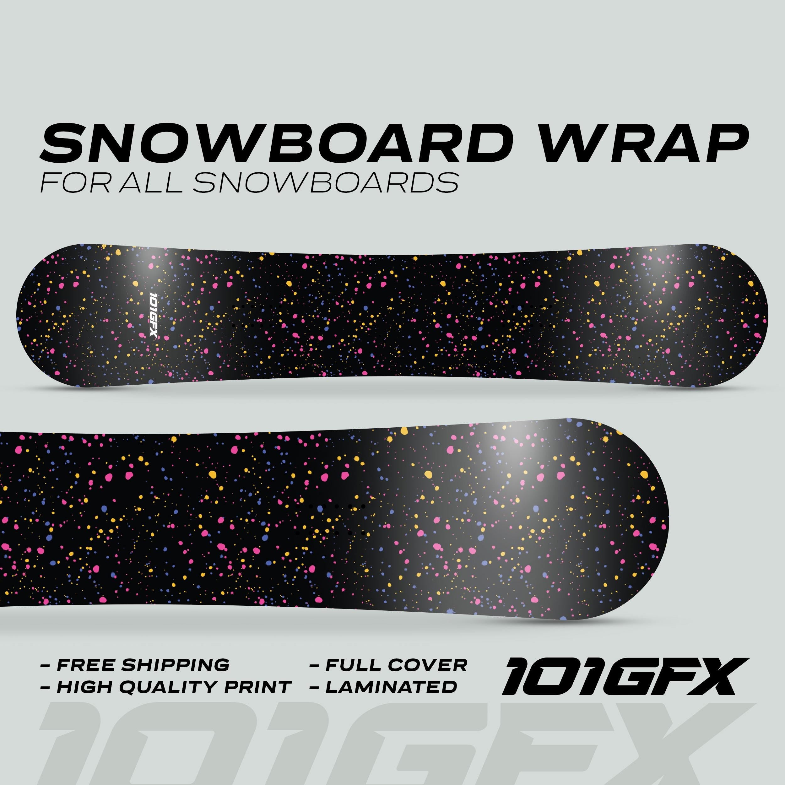 Snowboard Wrap SPLATS BLACK Snowboard sticker skin decals stickers ...