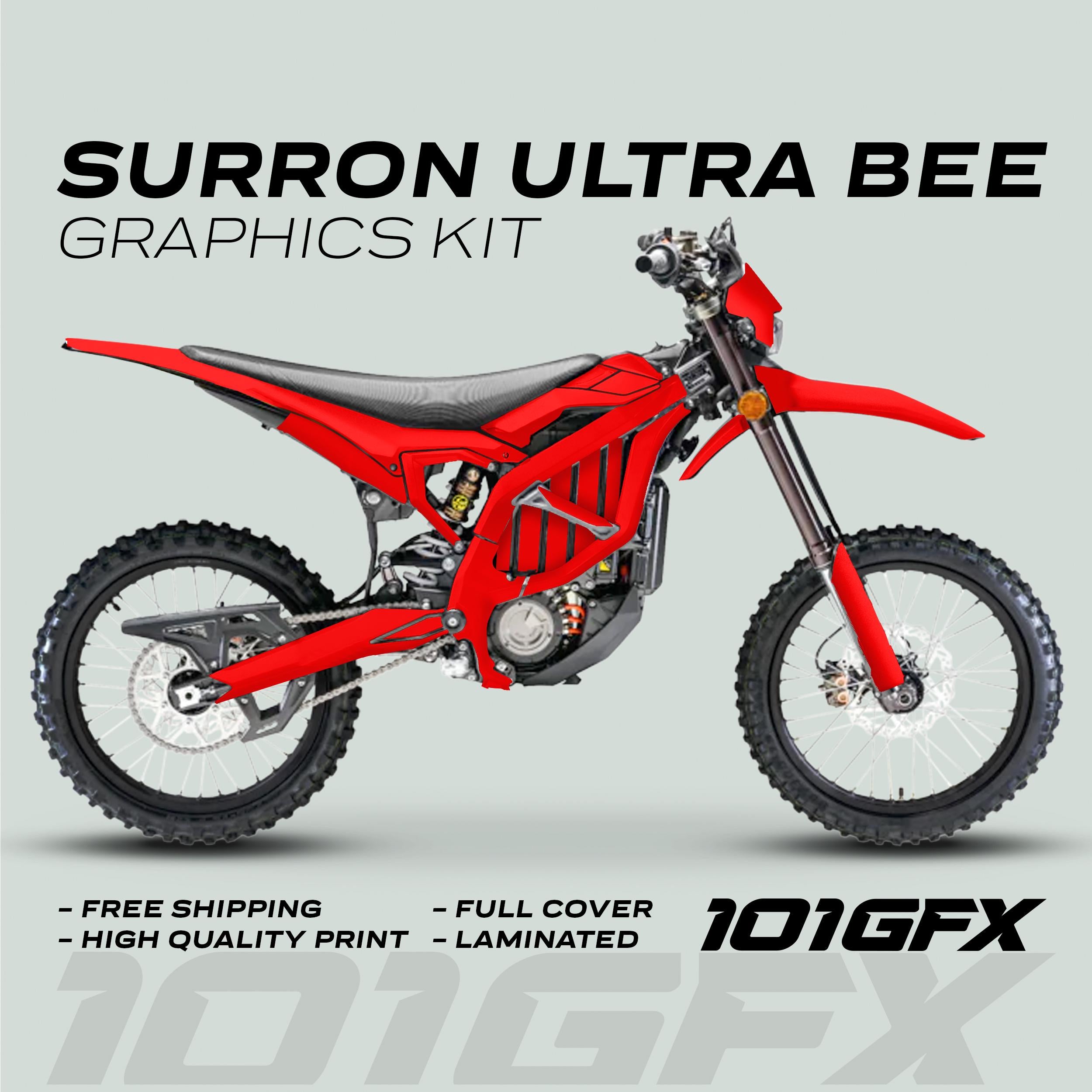 Surron Ultra Bee Graphics Kit SOLID COLOR RED Decals Stickers Laminate ...