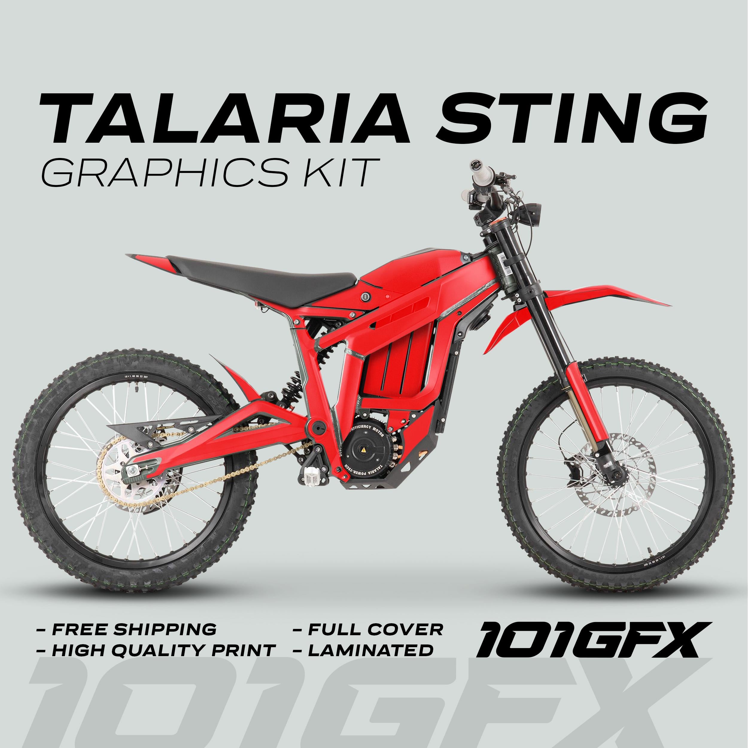Talaria Sting R Graphics Kit SOLID COLOR RED Decals Stickers Laminated ...