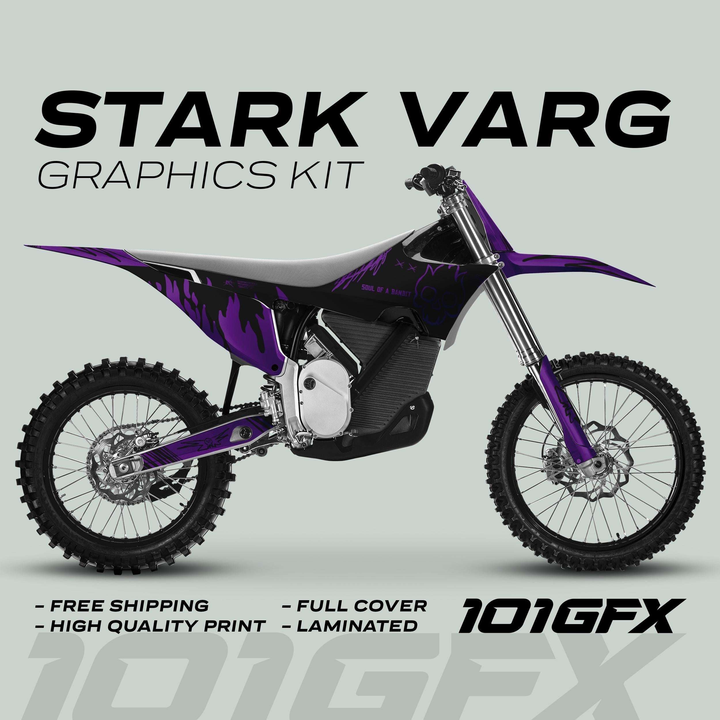 Stark Varg Graphics Kit SOUL FLAME Black Purple Decals Stickers Lamina ...