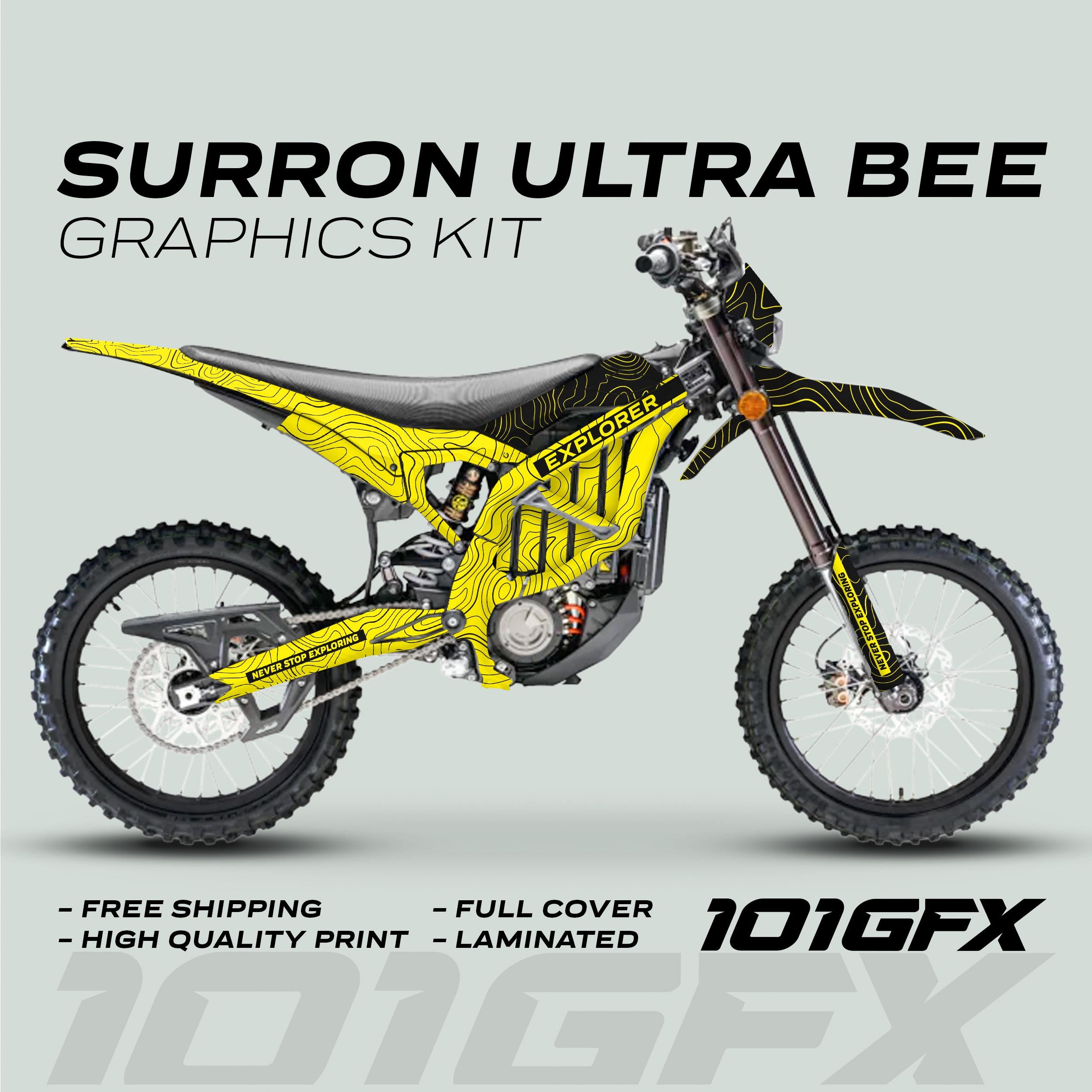 Surron Ultra Bee Graphics Kit EXPLORER YELLOW BLACK Explore Altitude D ...