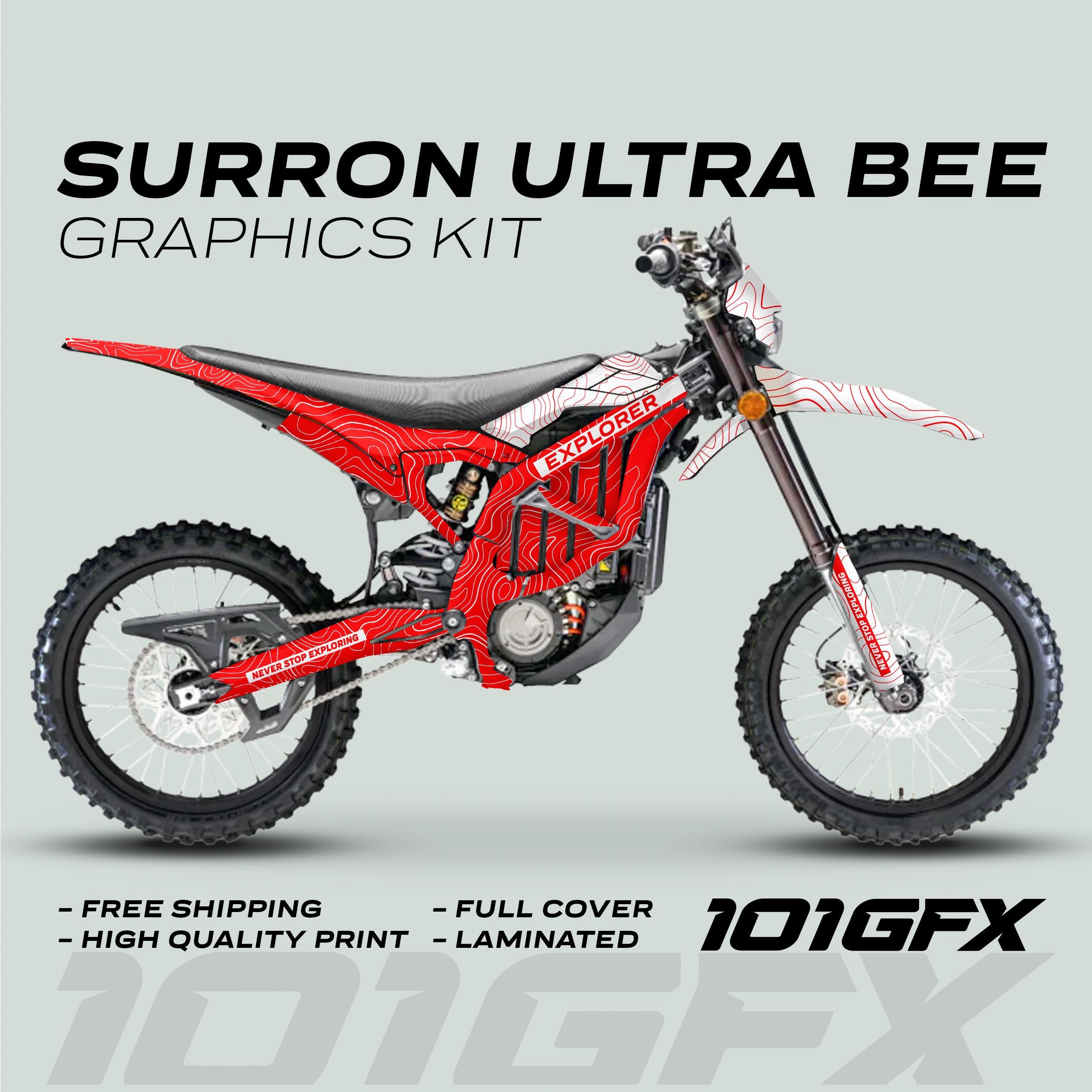 Surron Ultra Bee Graphics Kit EXPLORER RED WHITE Explore Altitude Deca ...