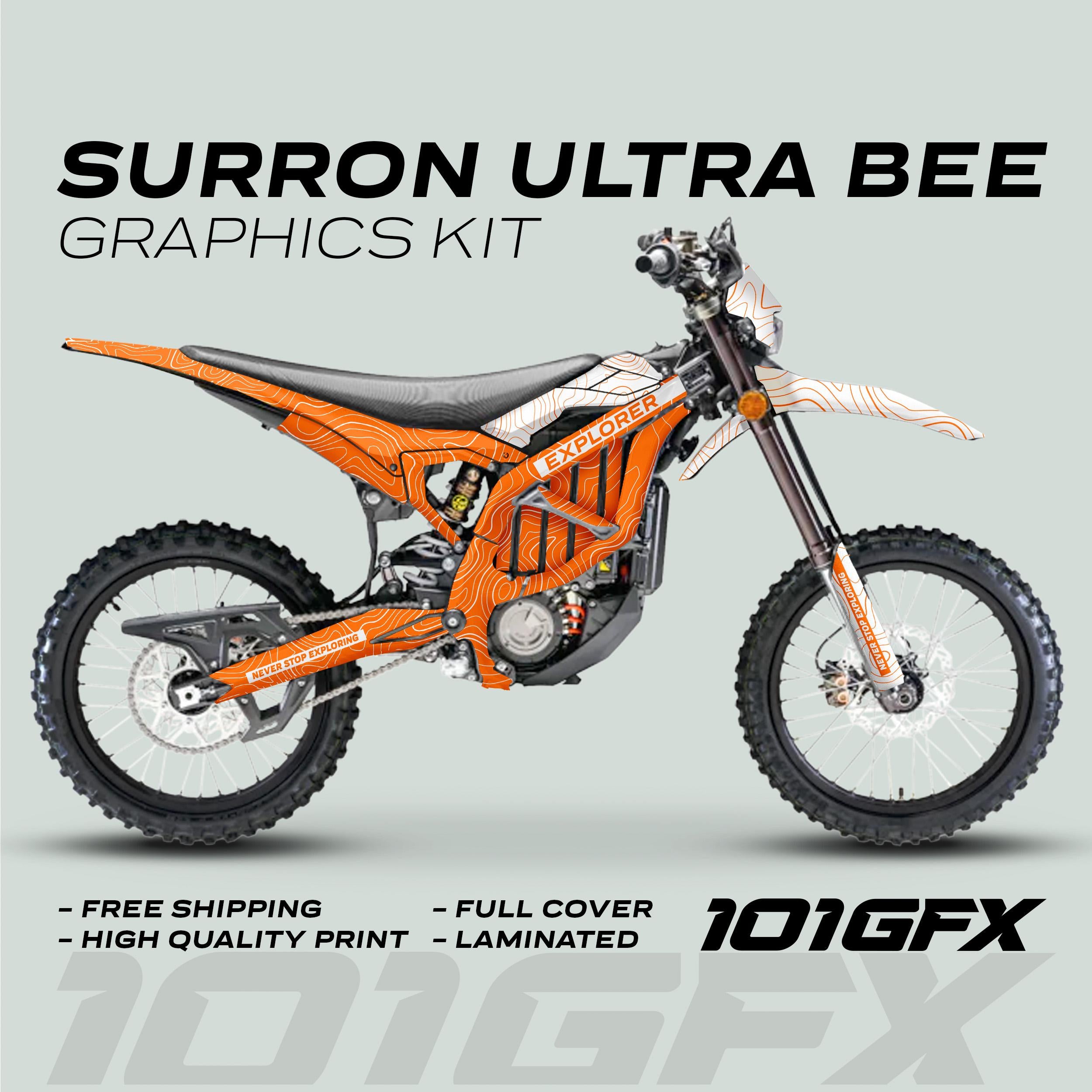 Surron Ultra Bee Graphics Kit EXPLORER ORANGE WHITE Explore Altitude D ...