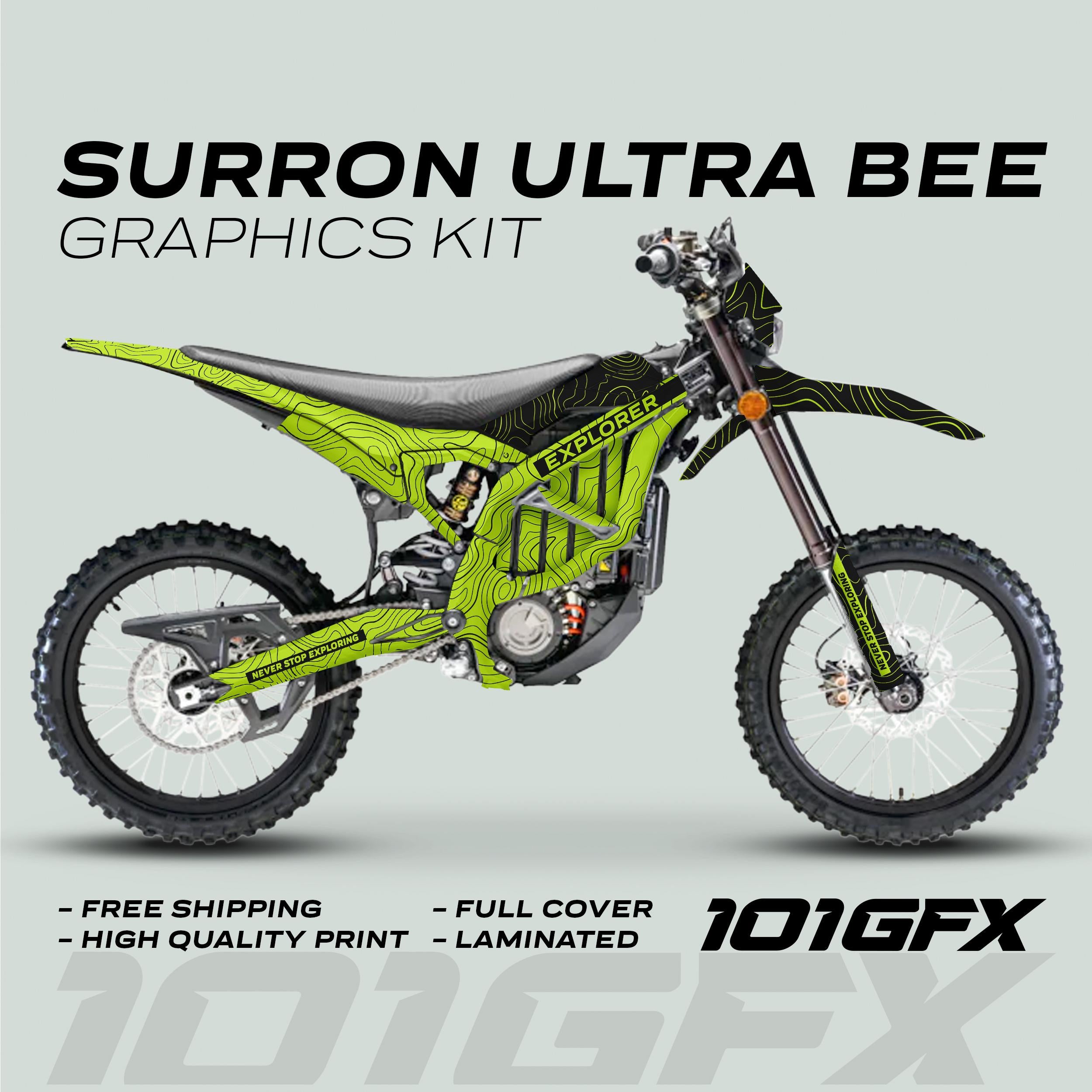 Surron Ultra Bee Graphics Kit EXPLORER GREEN BLACK Explore Altitude De ...