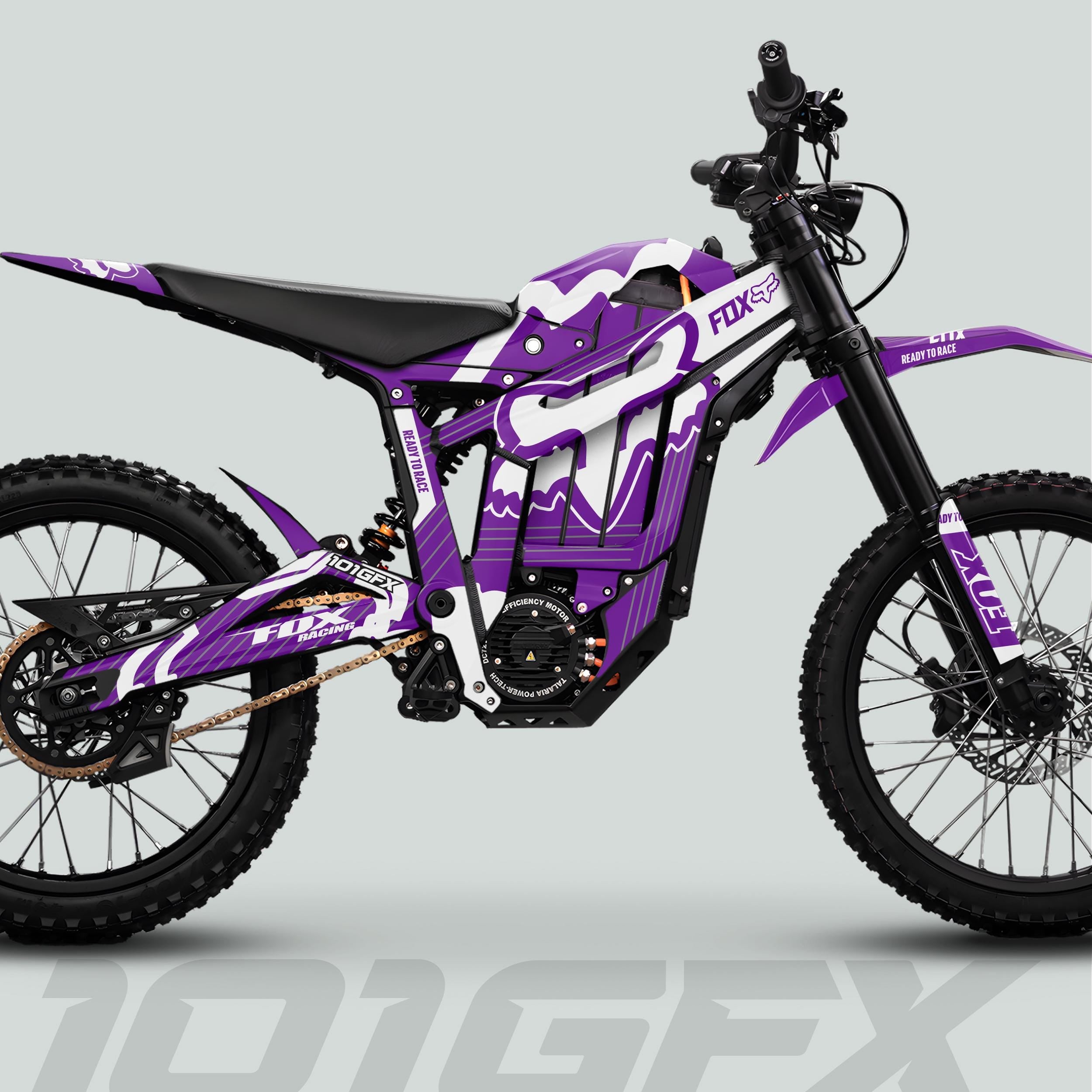 Talaria Sting MX5 PRO Graphics Kit FOX STRIPES Purple White Decals ...