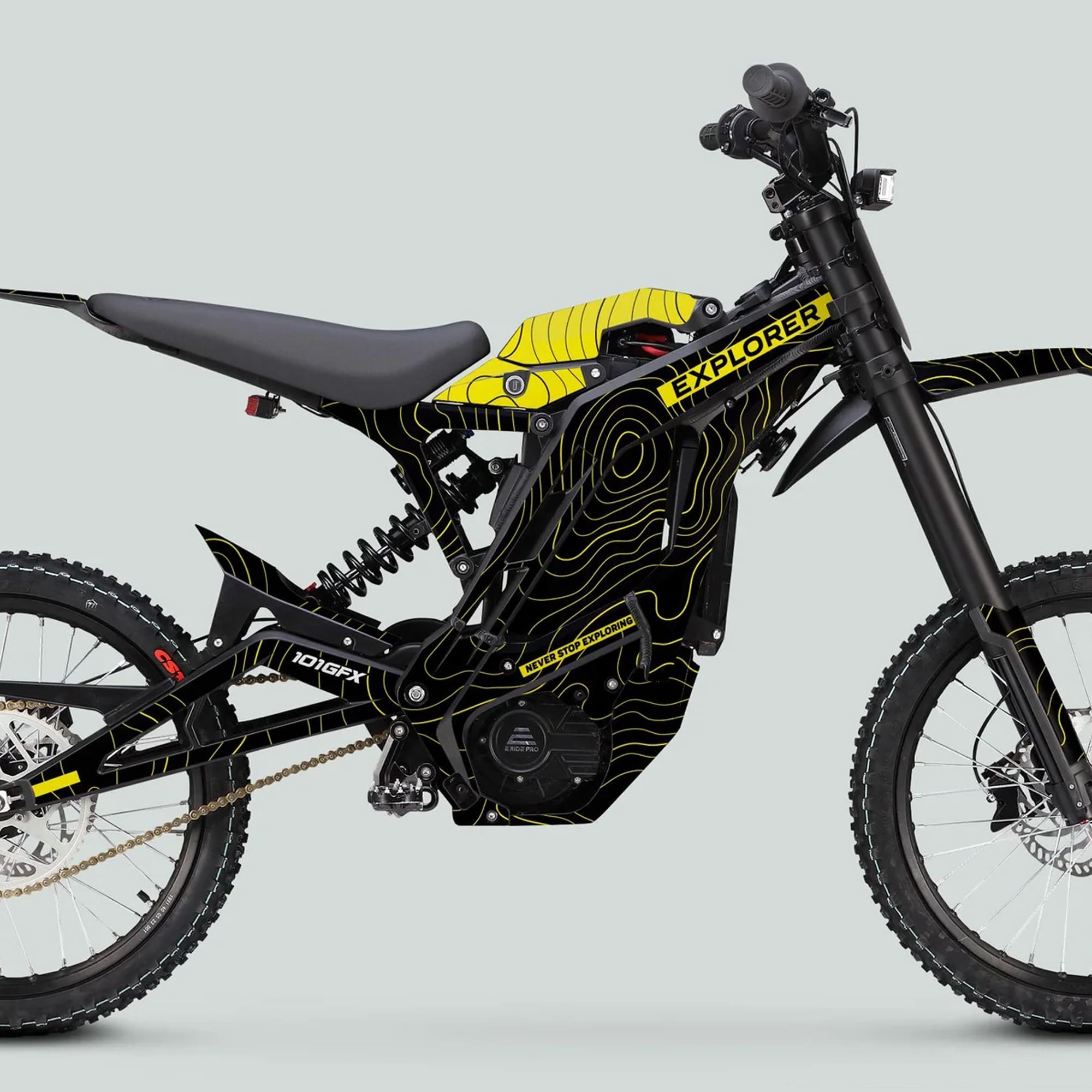 E Ride Pro SS Explorer Graphics Kit Black Yellow – 101GFX