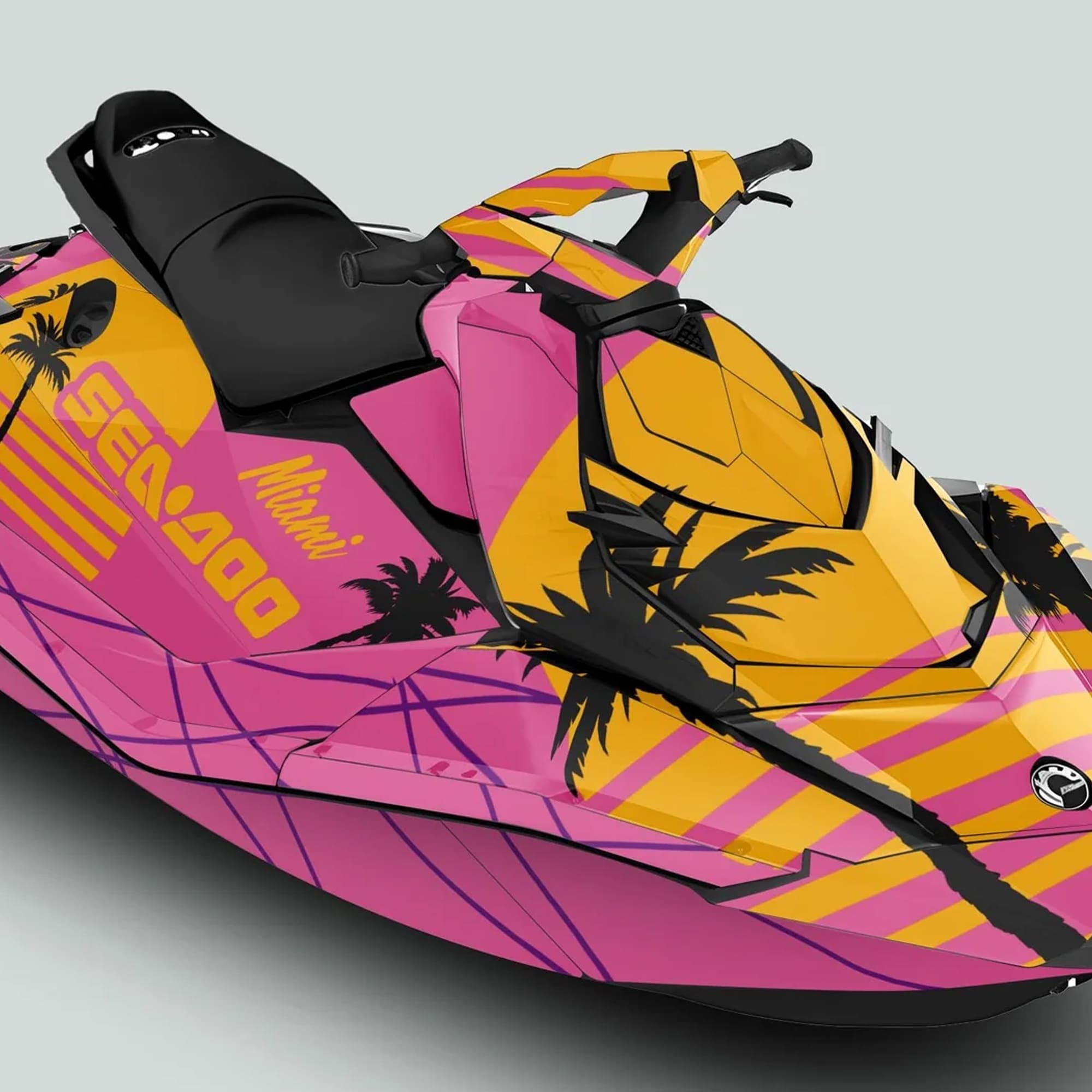 Sea Doo Spark Miami Pink Yellow Graphics Kit – 101GFX