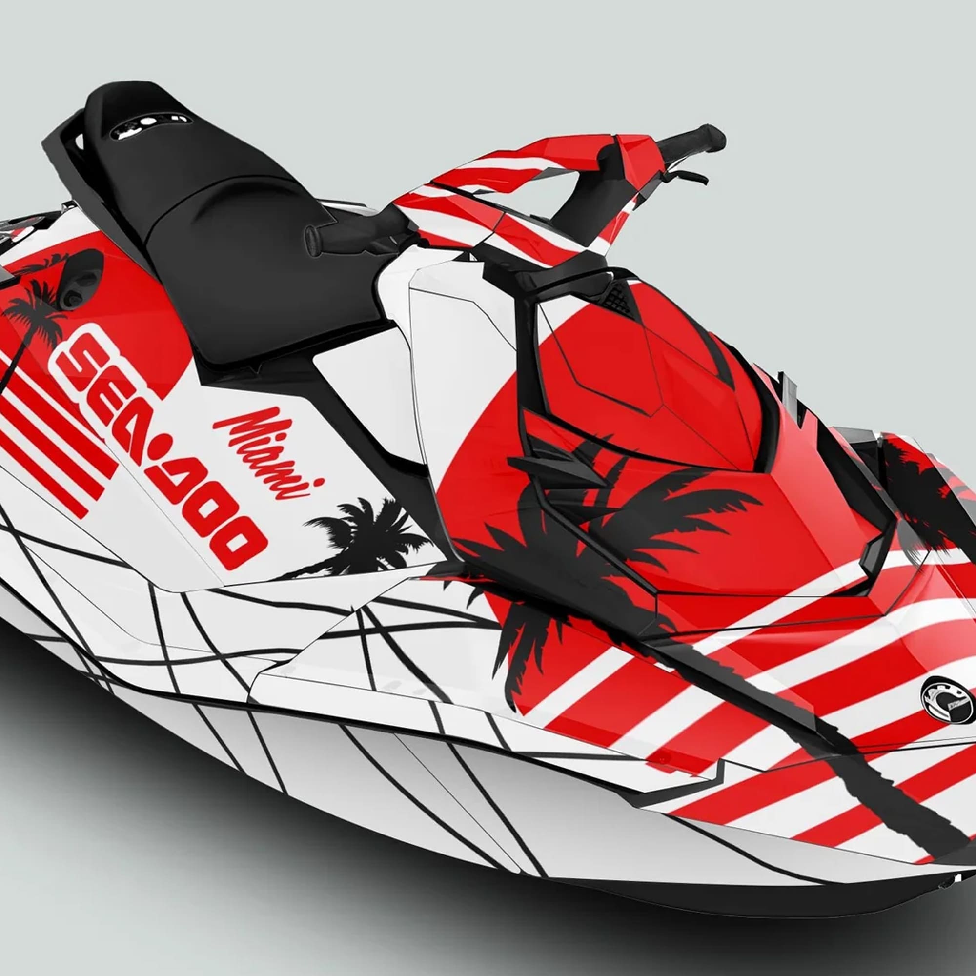 Sea Doo Spark Miami White Red Graphics Kit – 101GFX