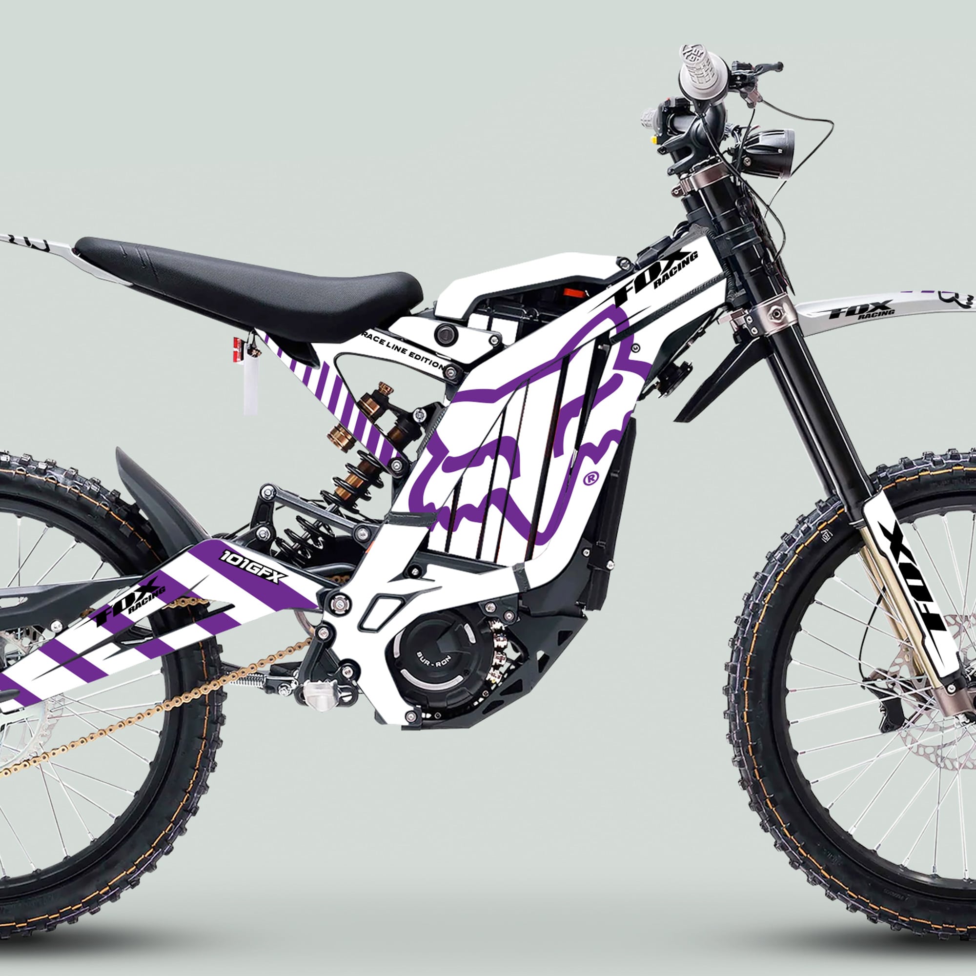 Surron Light Bee X Graphics Kit FOX RACE LINE White Purple – 101GFX ...