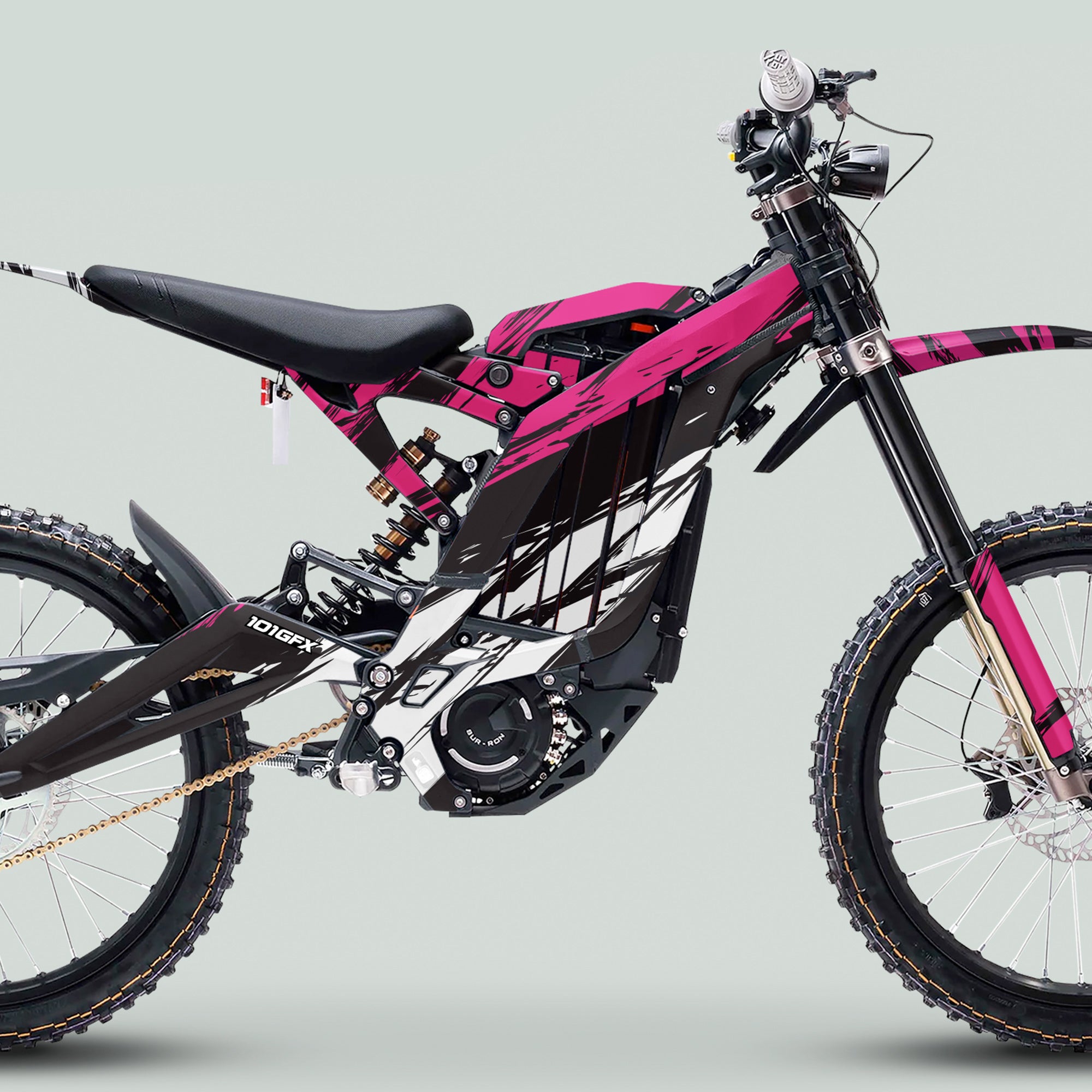 Surron Light Bee X Graphics Kit SLICE BLACK Pink – 101GFX eBike Graphics