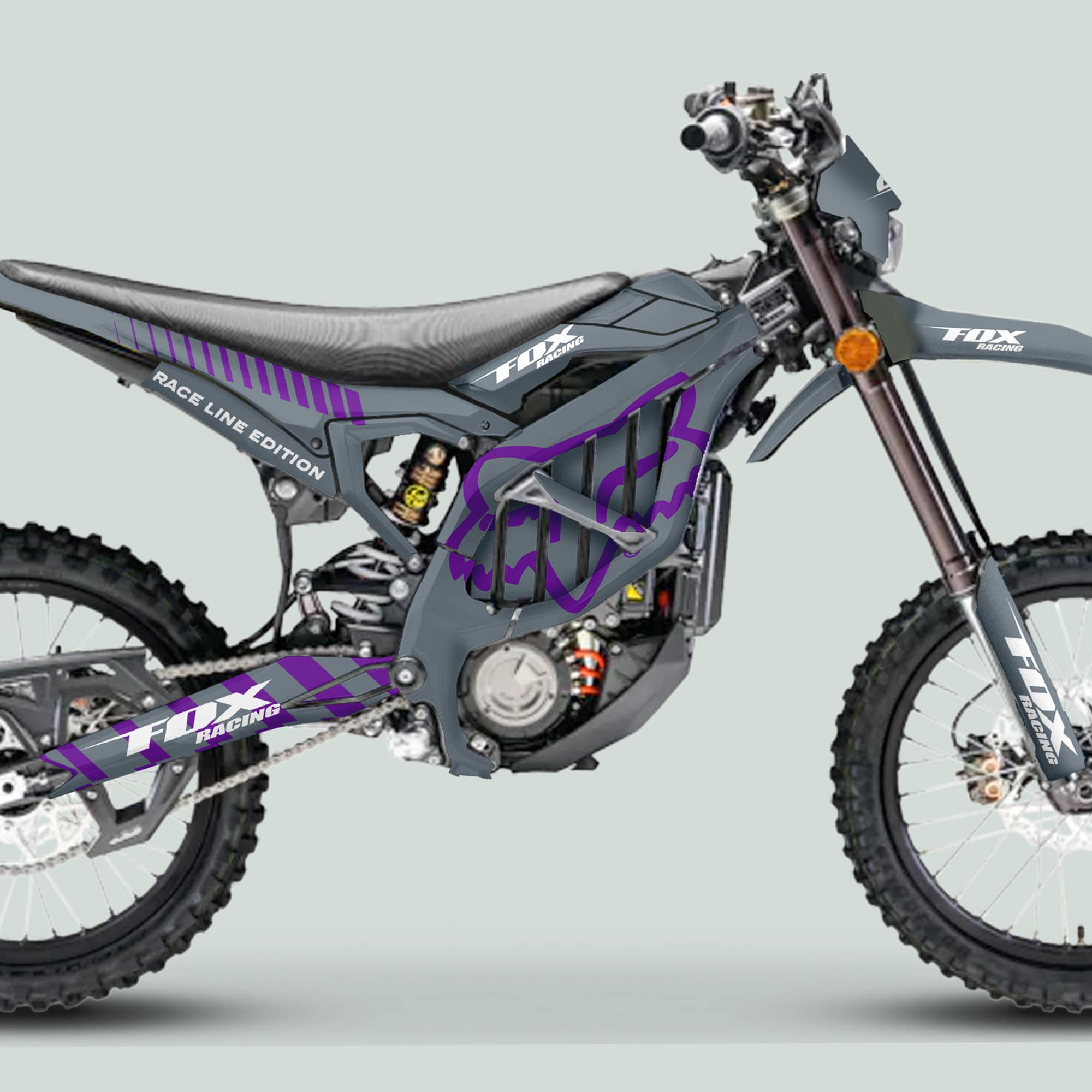 Surron Ultra Bee Graphics Kit FOX RACE LINE Grey Purple – 101GFX eBike ...